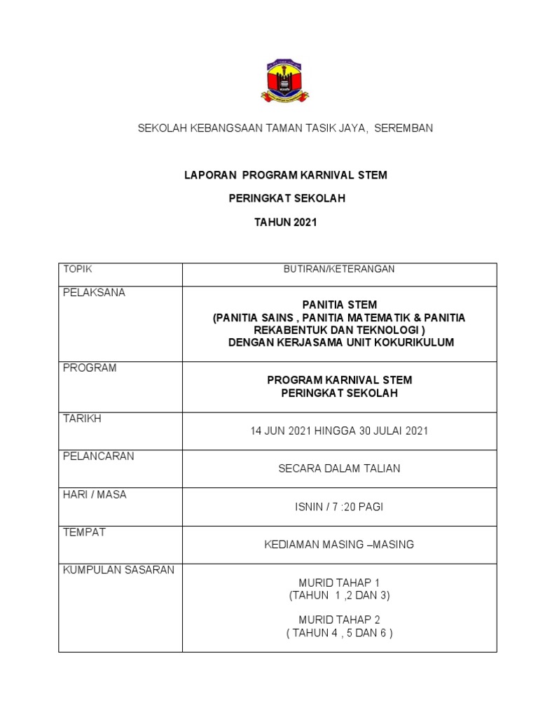Laporan Karnival Stem 2021 | PDF