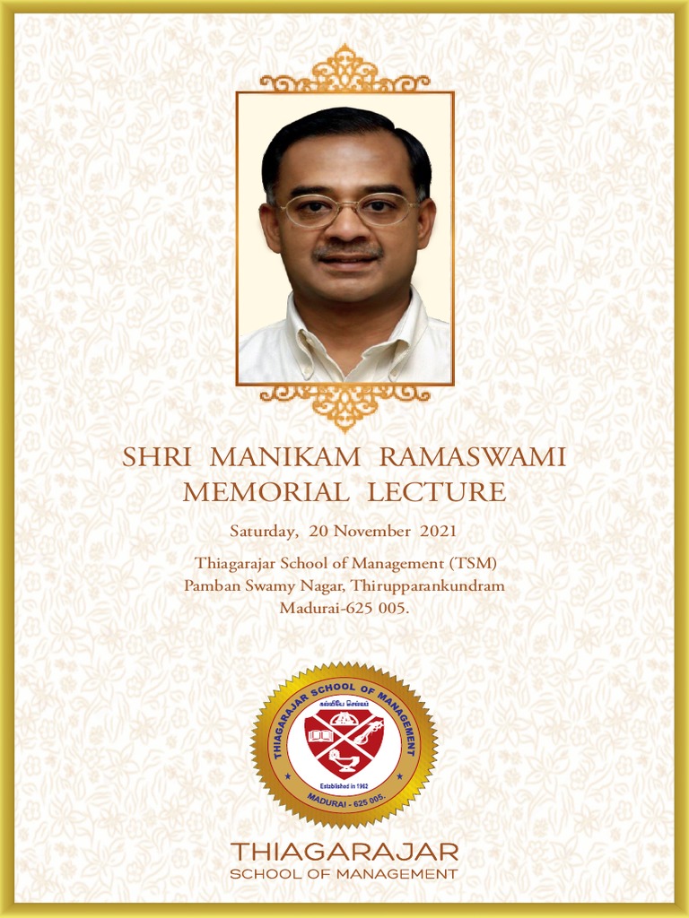 Shri Manikam Ramaswami Memorial Lecture Invitation | PDF