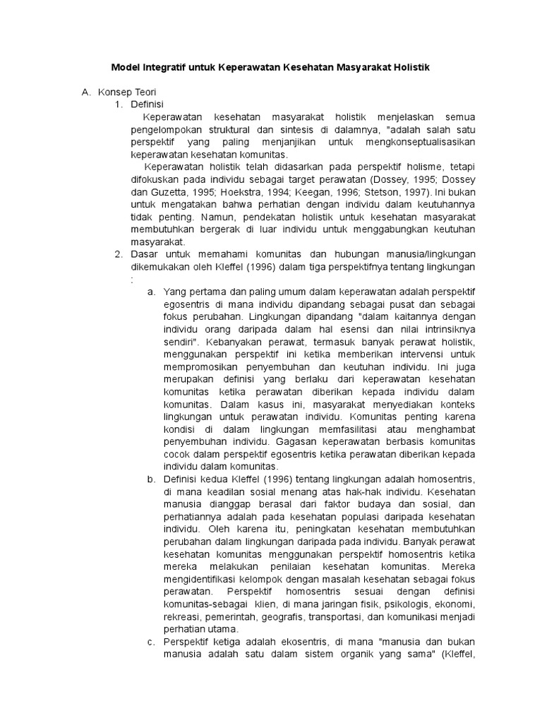 Model Integratif Untuk Keperawatan Kesehatan Masyarakat Holistik | PDF