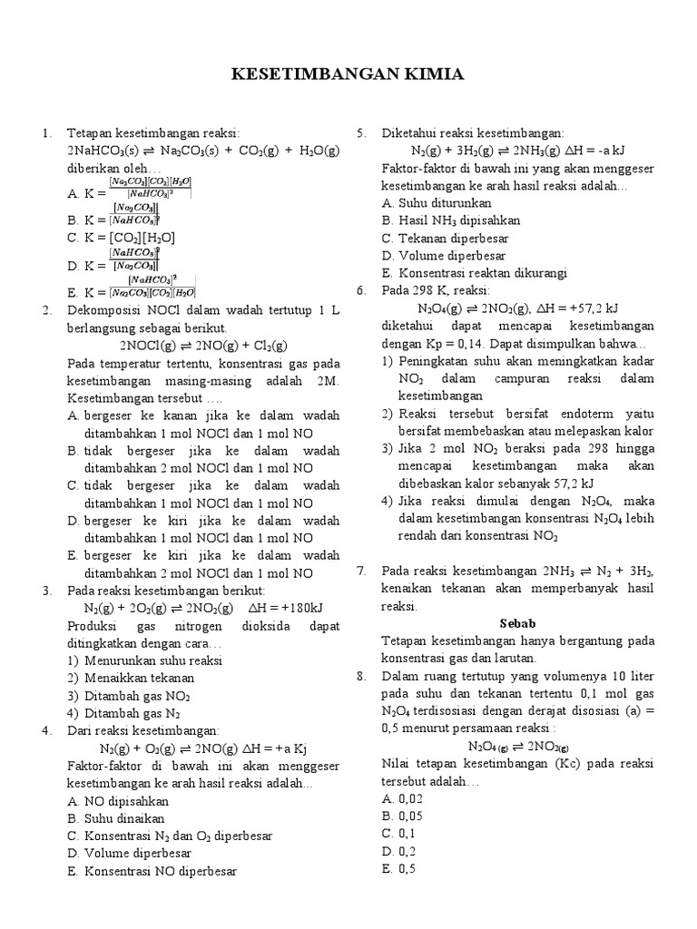 Kesetimbangan Kimia | PDF