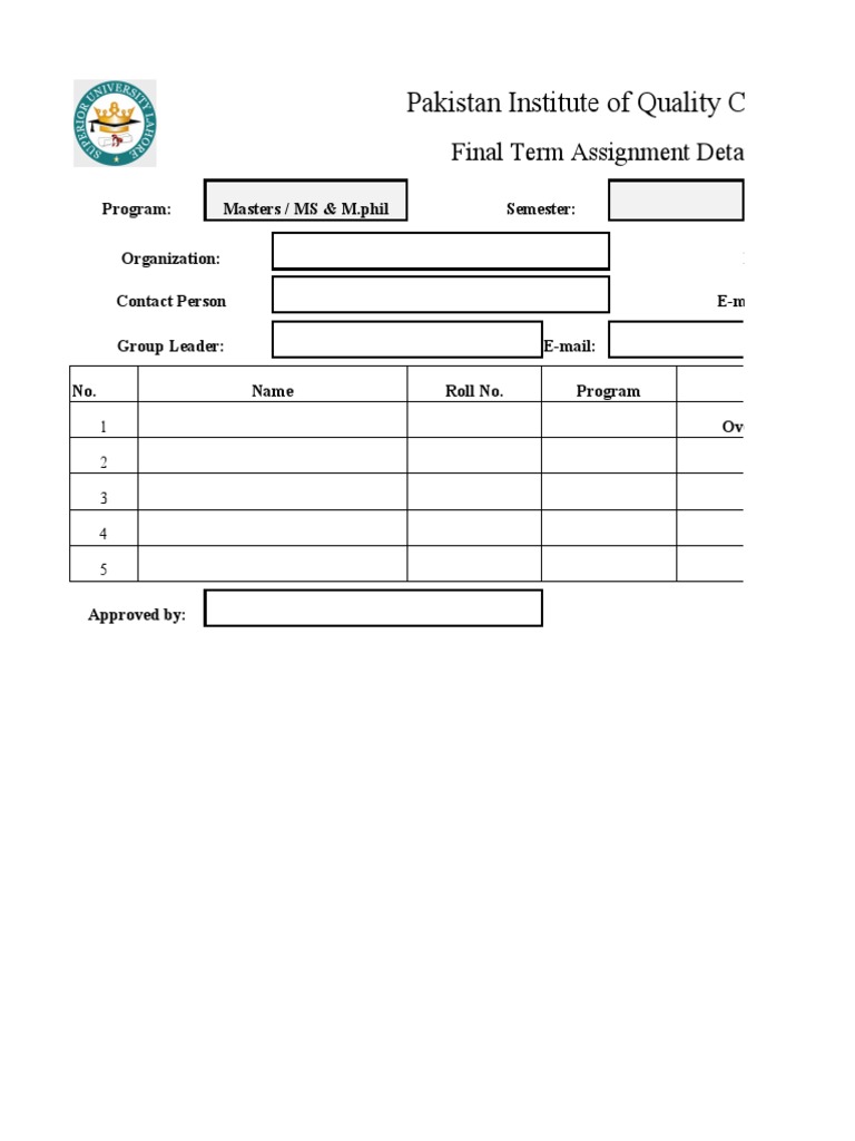 Final Term Assignment Details | PDF