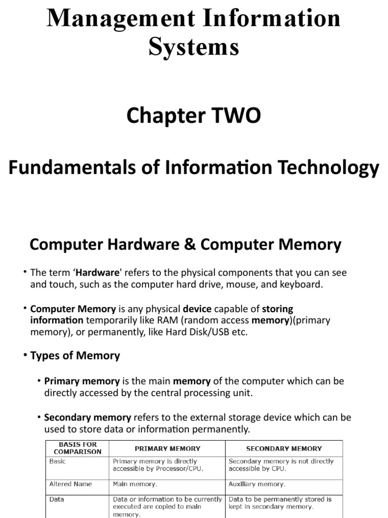 Chapter TWO: Fundamentals of Information Technology | PDF | Computer ...