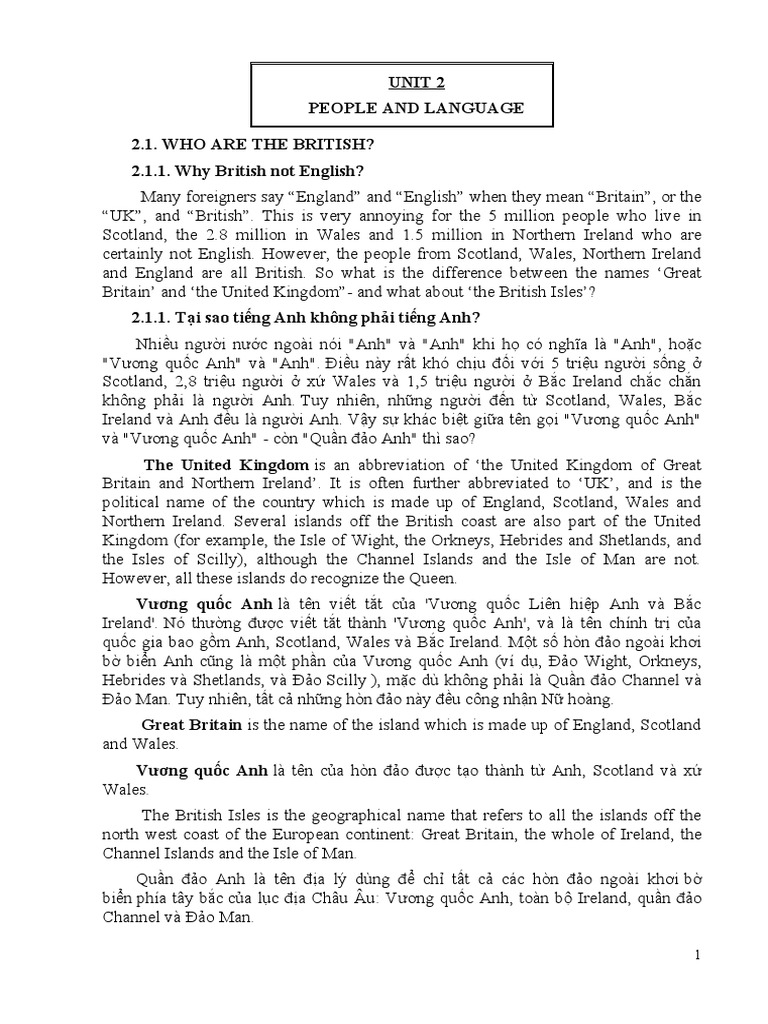 Unit 2 - People and Language | PDF