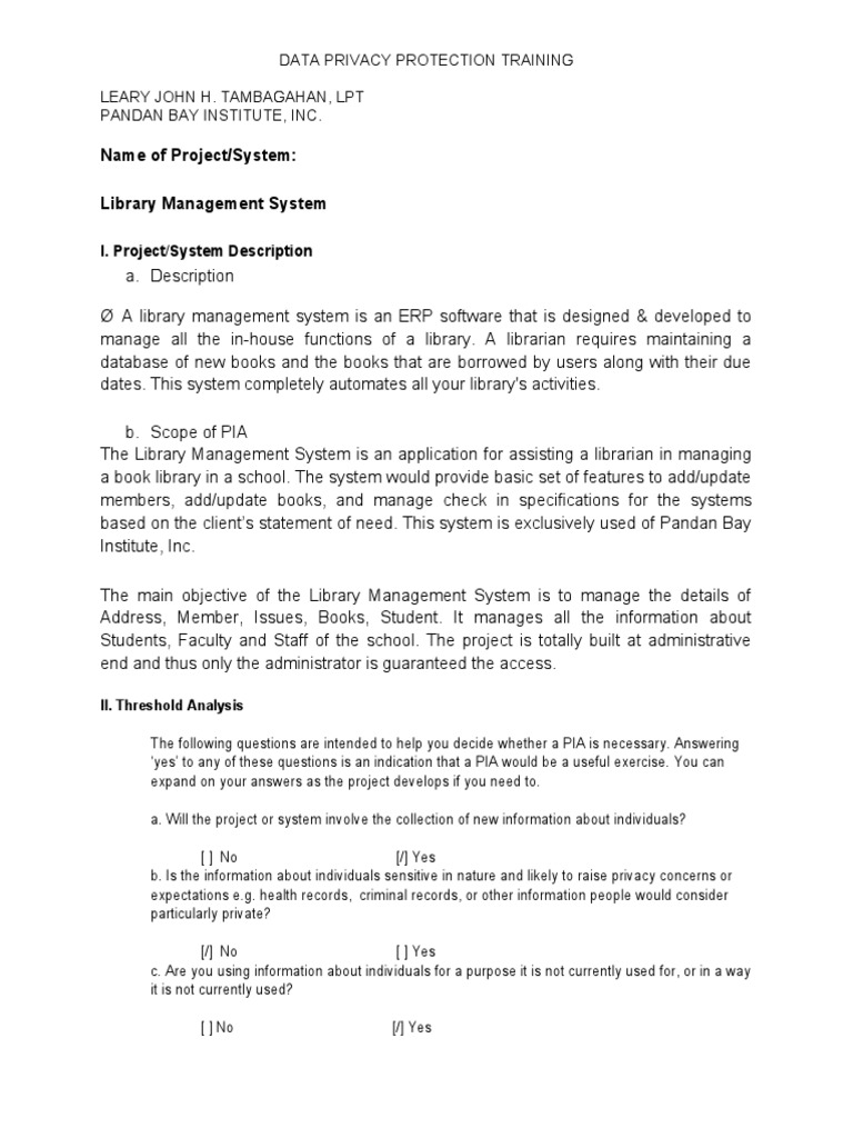Privacy Impact Assessment Template | PDF | Privacy | Information Privacy