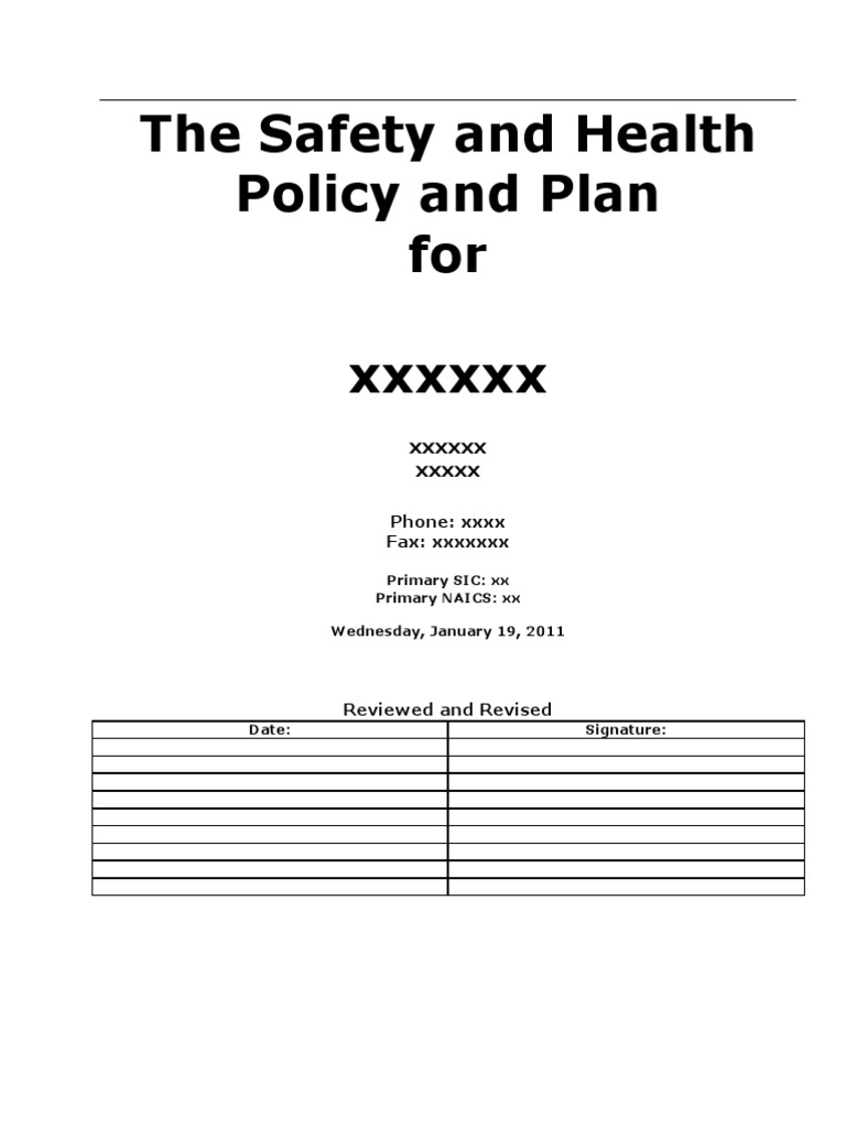 Safety Plan | PDF | Occupational Safety And Health | Personal ...