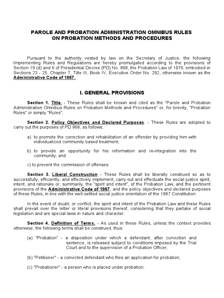 Omnibus Rules On Probation | PDF | Probation | Probation Officer