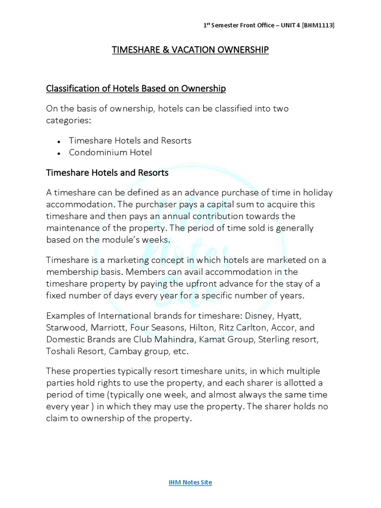Timeshare and Vacation Ownership | PDF | Condominium | Hotel