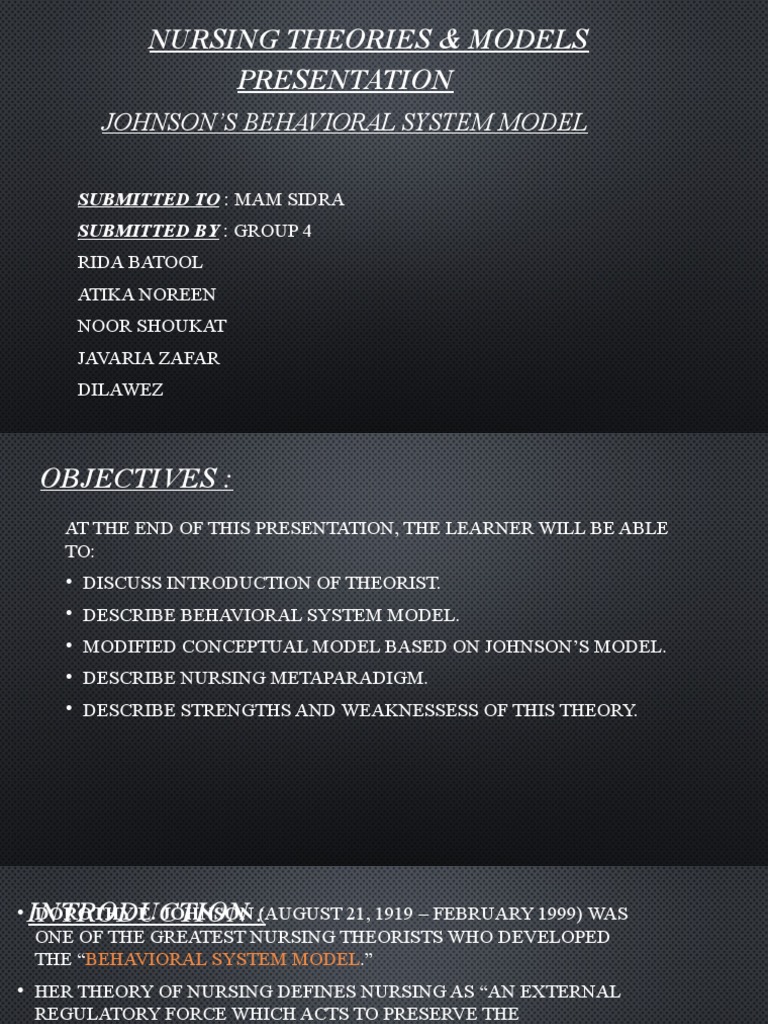 Nursing Theories & Models Presentation: Johnson'S Behavioral System ...