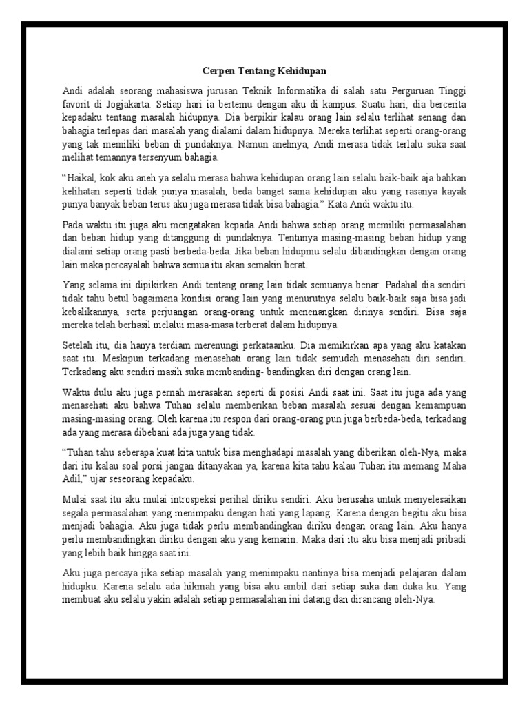 Cerpen Tentang Kehidupan | PDF