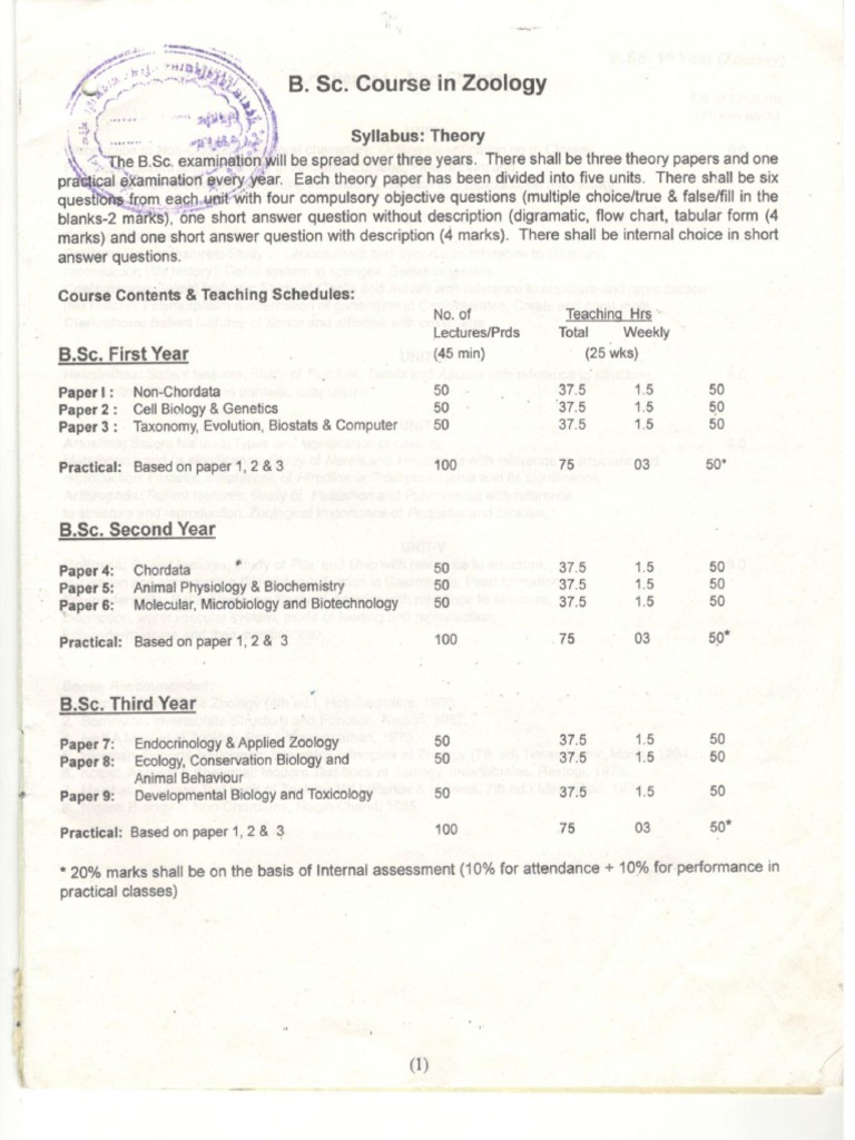 BSC Zoology | PDF