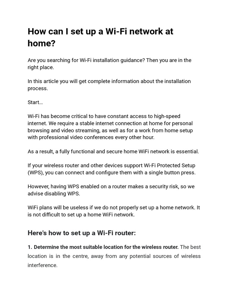 How Can I Set Up A Wi-Fi Network at Home | PDF | Wi Fi | Computer Network