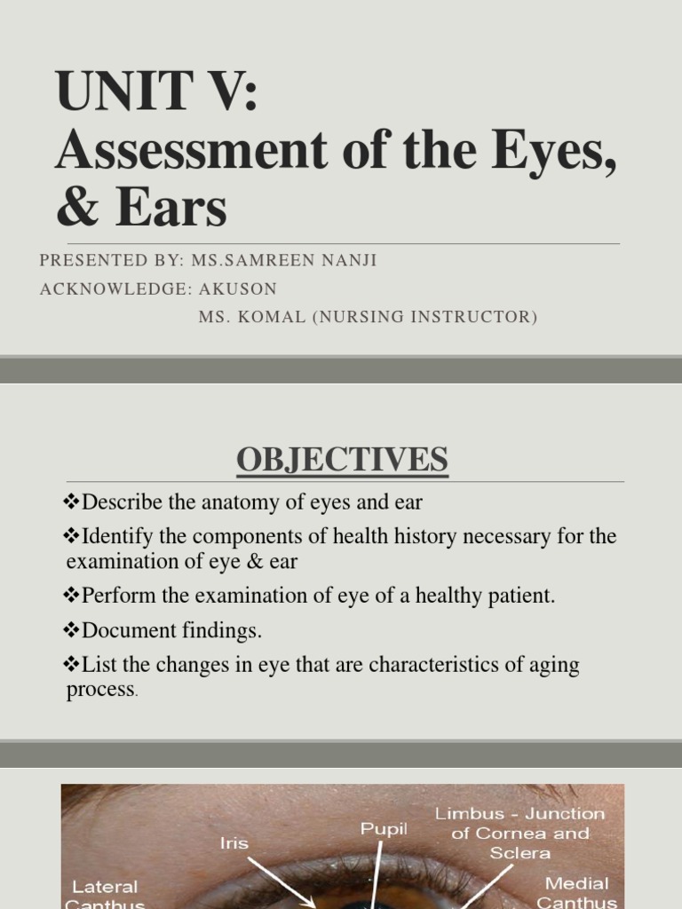 Assessment of Eyes and Ears | PDF | Eye | Visual Acuity