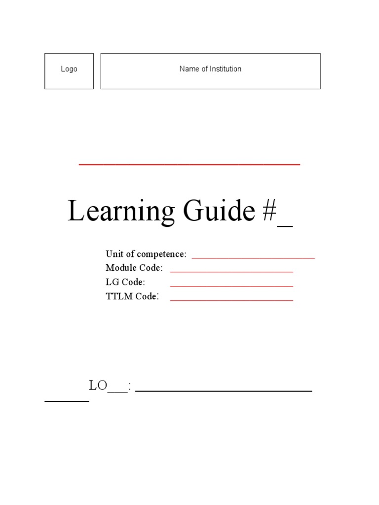 Learning Guide # - : Unit of Competence: Module Code: LG Code: TTLM Code | PDF