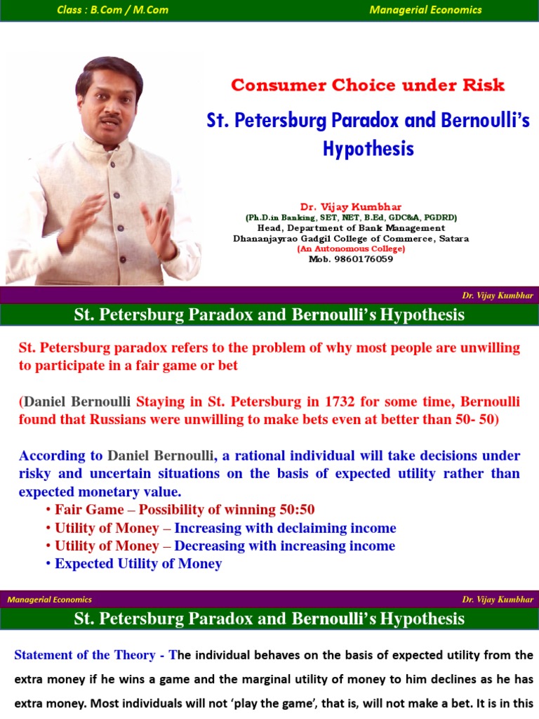 ME - St. Petersburg Paradox and Bernoulu's Hypothesis | PDF | Utility ...