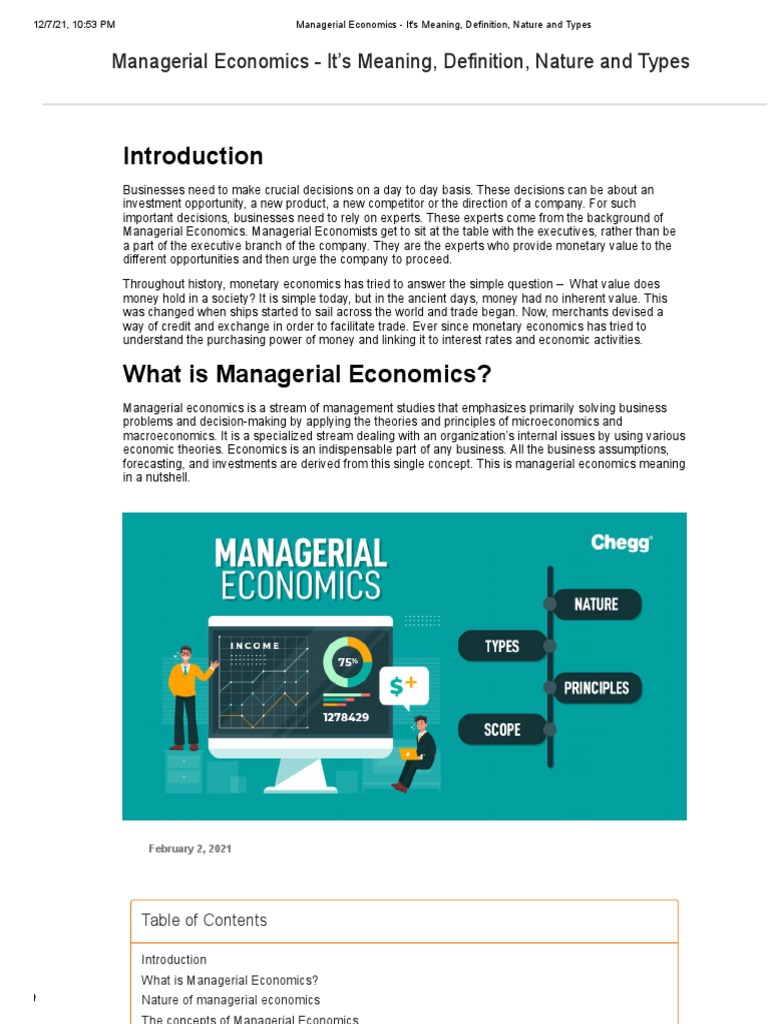 Managerial Economics - It's Meaning, Definition, Nature and Types | PDF ...