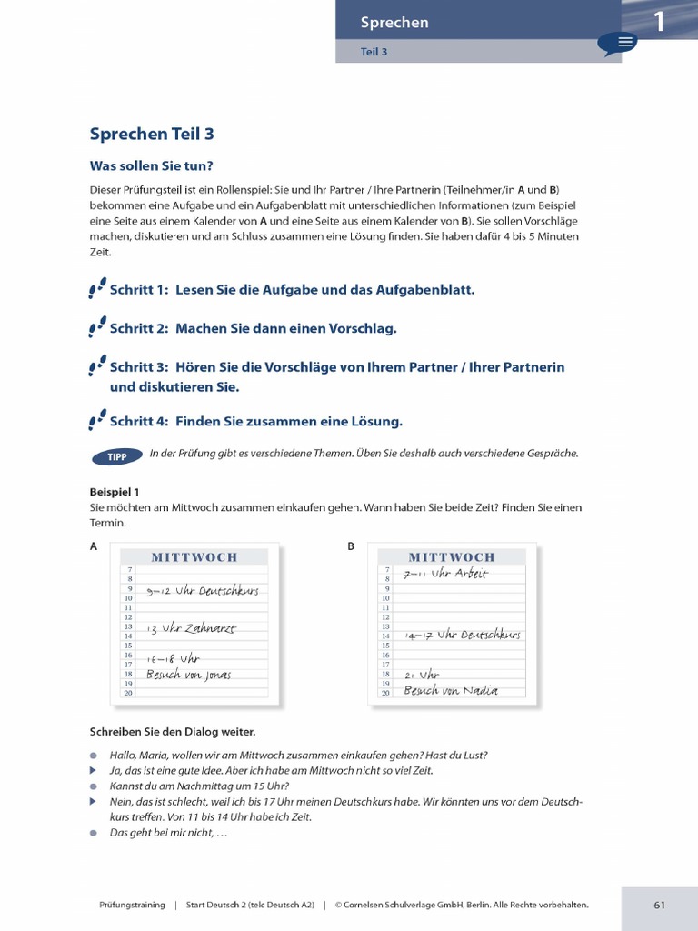 Sprechen Teil 3 A2 | PDF