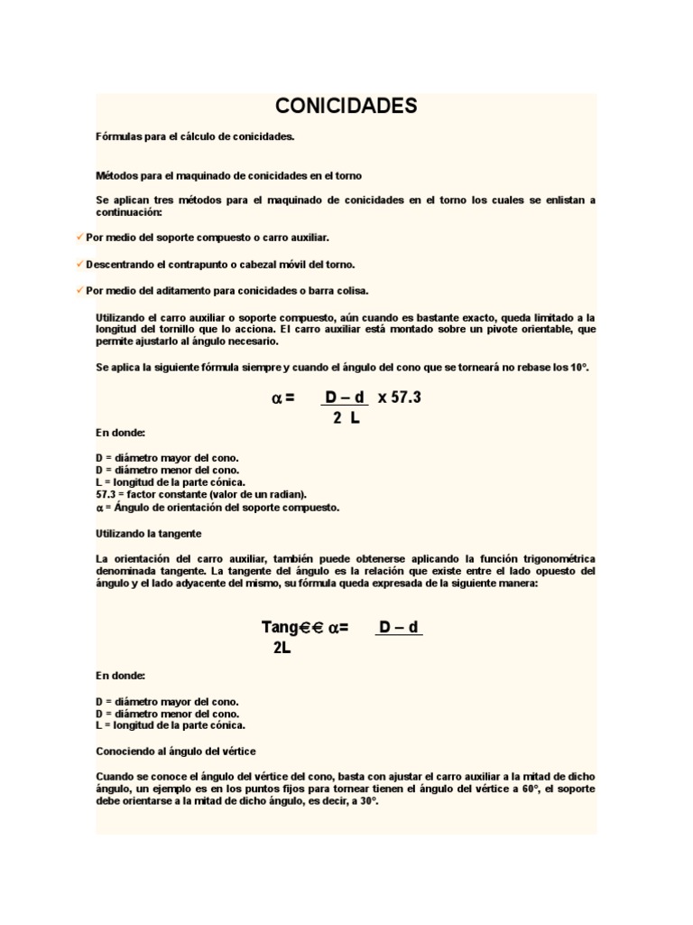 Conos1El Calculo de Conicidades | PDF