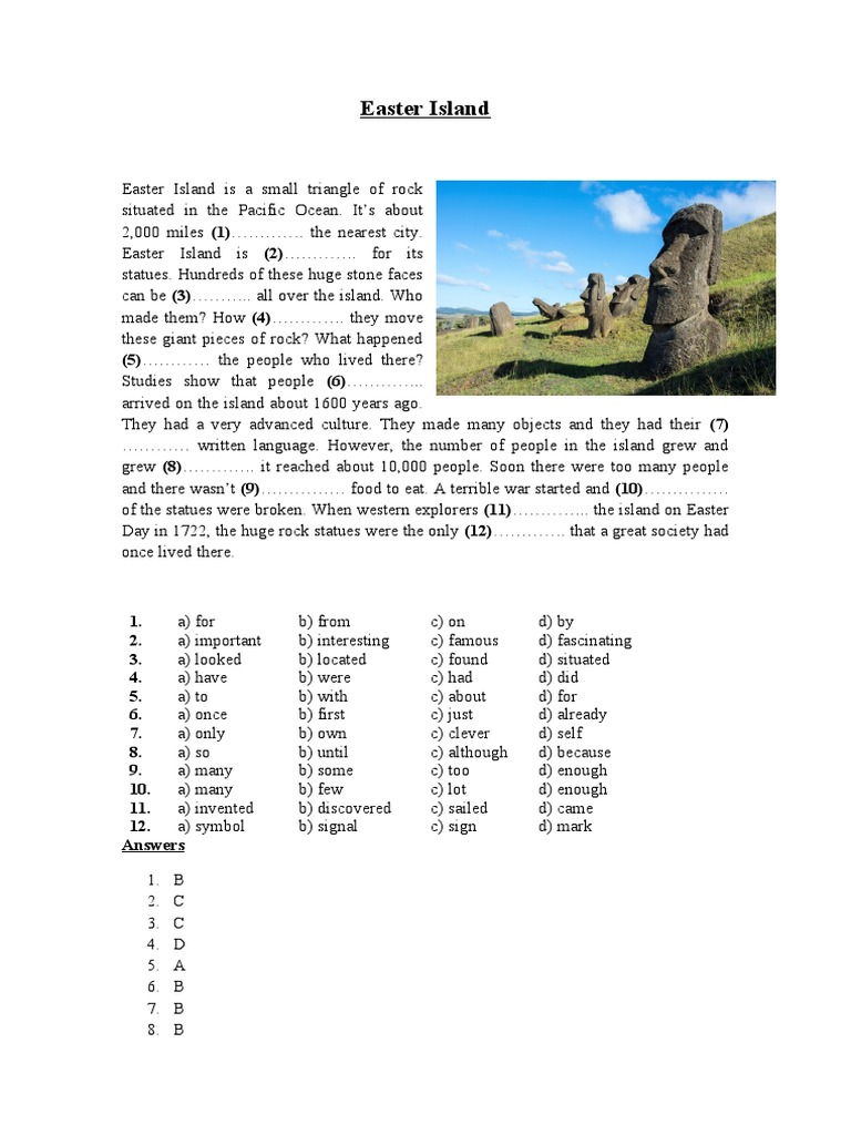 Easter Island Reading Comprehension Exercises 98034 | PDF