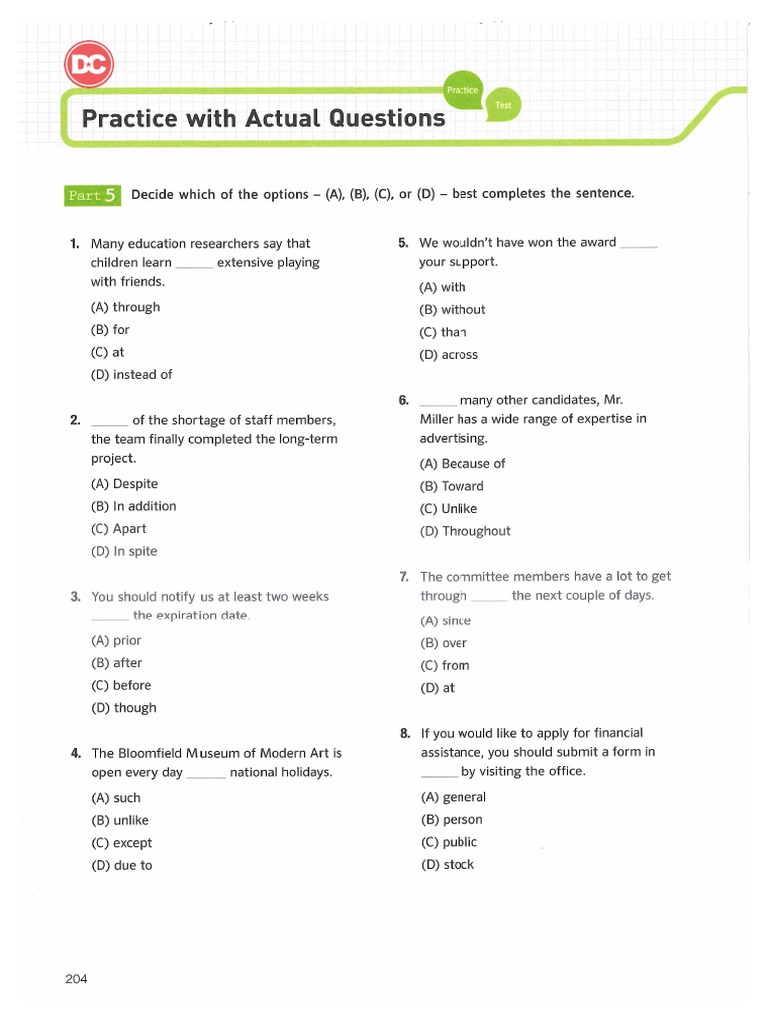 Textbook Toeic Plus-Prepositions 204 | PDF
