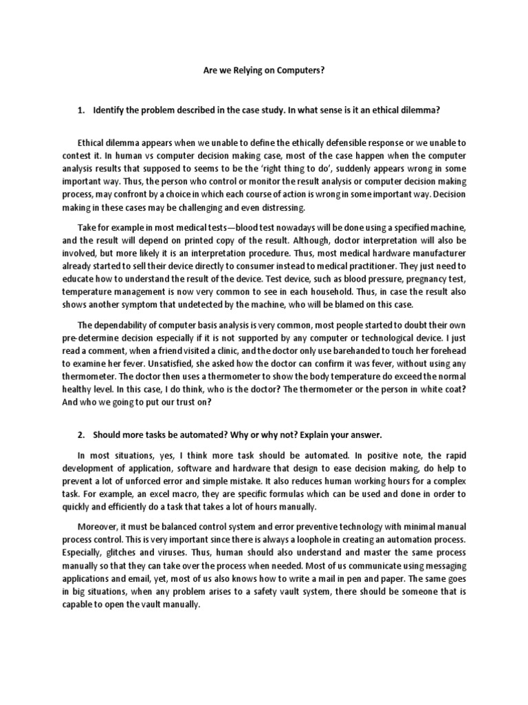 Are We Relying On Computers | PDF | Automation | Decision Making