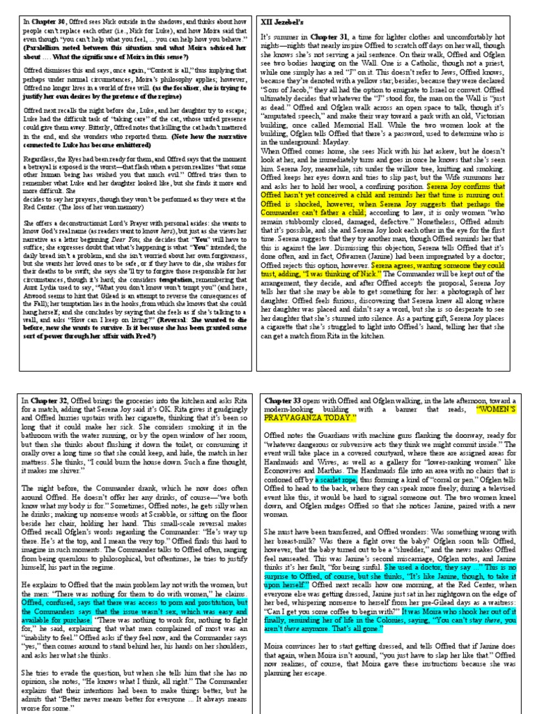 Commentary and Analysis of The Handmaid's Tale Chapter 33plus | PDF