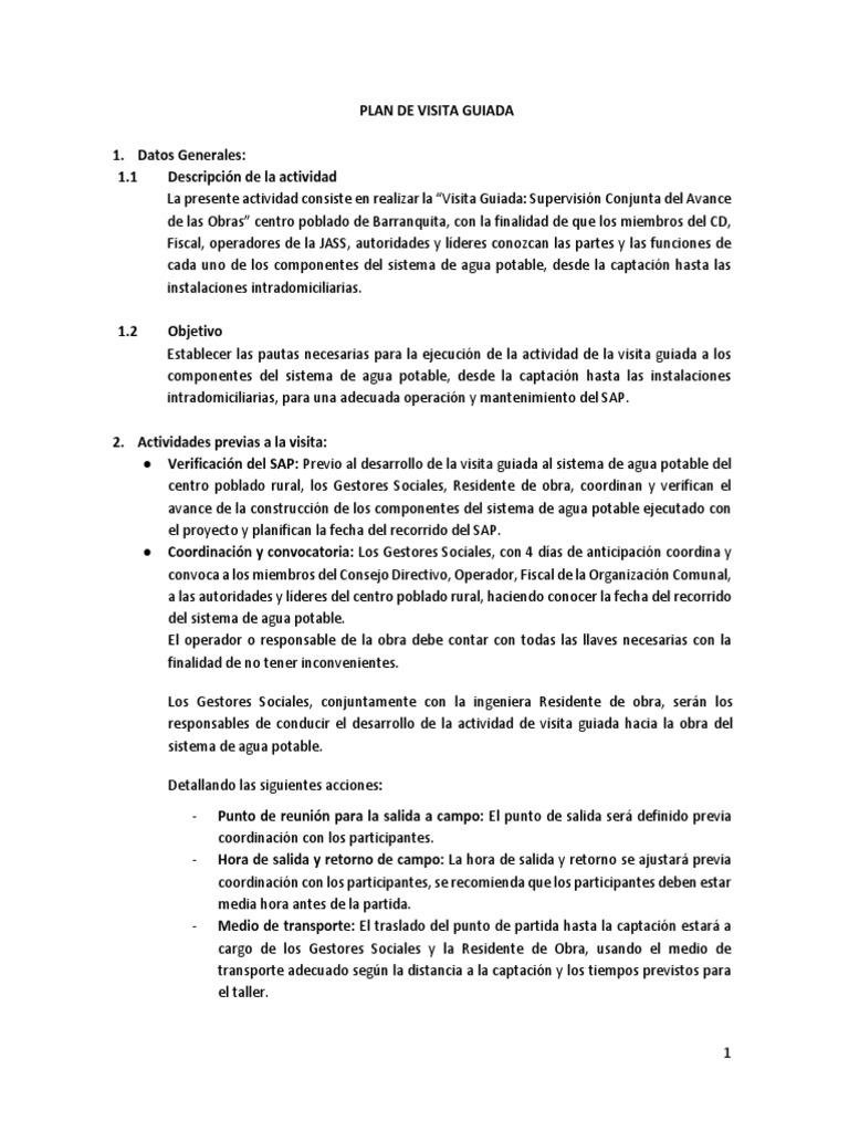 Plan de Visita Guiada | PDF