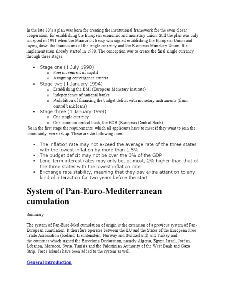 System of Pan-Euro-Mediterranean Cumulation: General Introduction | PDF ...