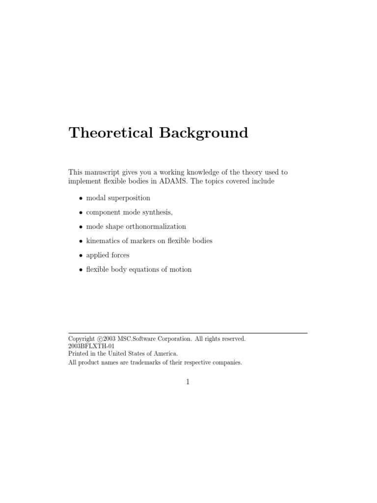 (Adams) Theoretical Background | PDF | Normal Mode | Eigenvalues And ...