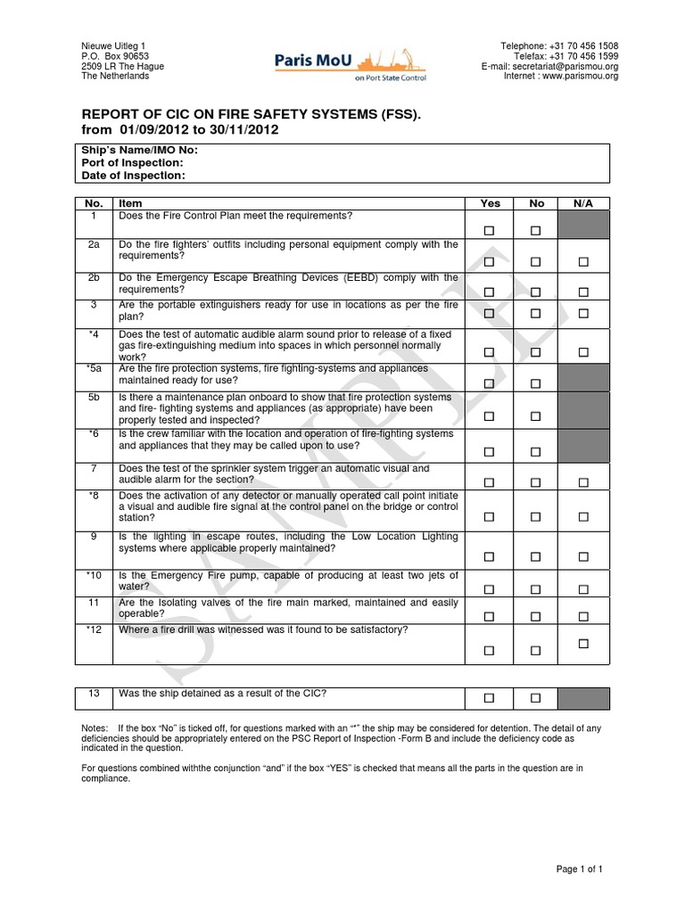 CIC Questionnaire FSS | PDF | Firefighting | Hazards