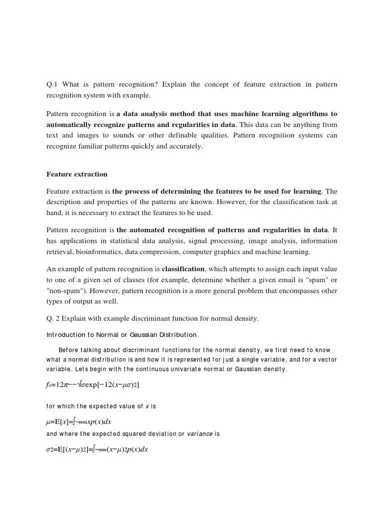 Linear Discriminant Analysis for Pattern Classification using Multivariate Normal Densities ...