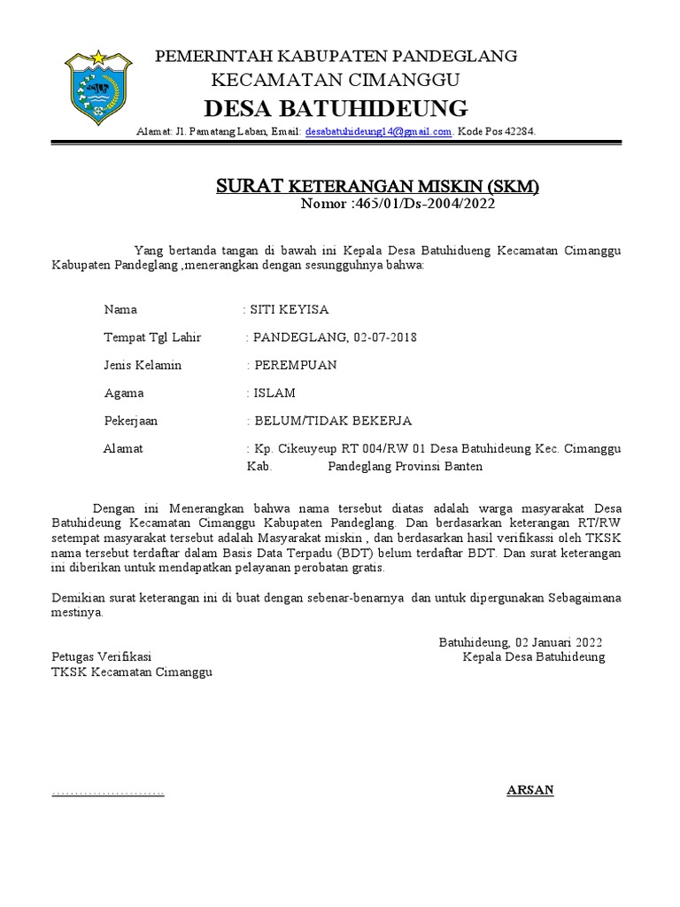 Surat SKTM | PDF