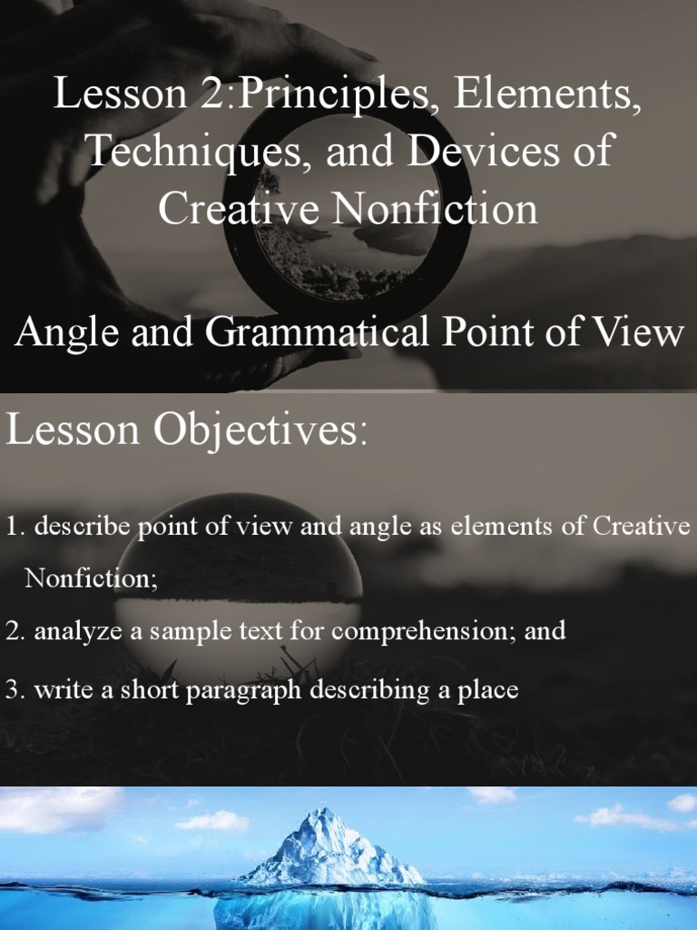 Lesson 2:principles, Elements, Techniques, and Devices of Creative ...