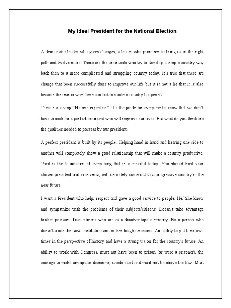My Ideal President For The National Election | PDF | Career & Growth ...