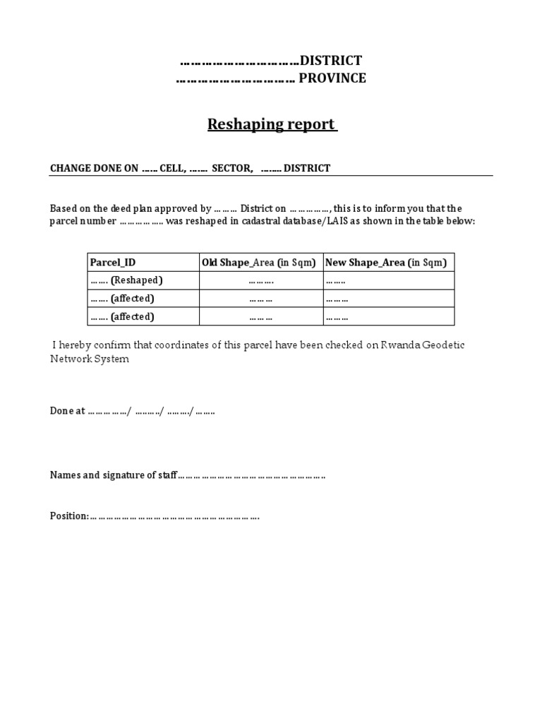 Internal Memo Form For Reshaping Parcel-ID For District Staff | PDF ...