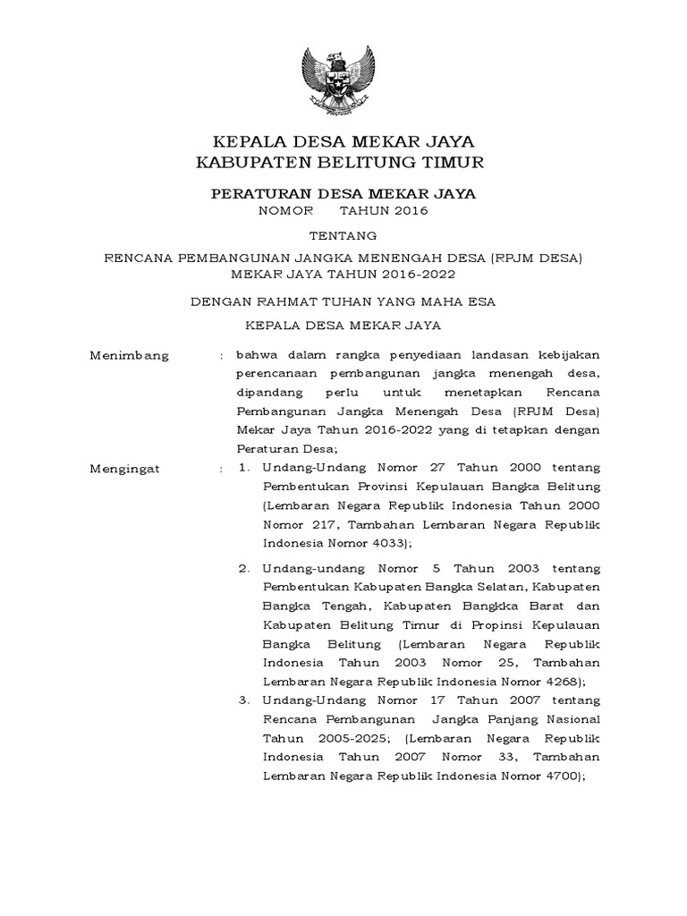 11 Perdes Tentang Rpjmdes | PDF | Ilmu Sosial