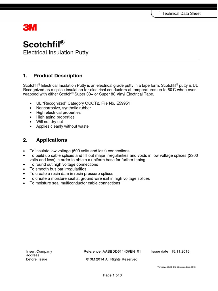 Scotchfil Electrical Insulation Putty TDS ENG EU 2016-11-15 ...