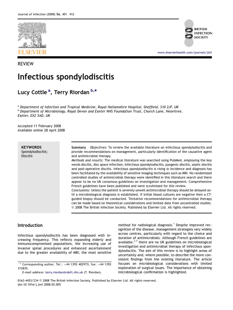 Infectious Spondylodiscitis | PDF | Infection | Tuberculosis