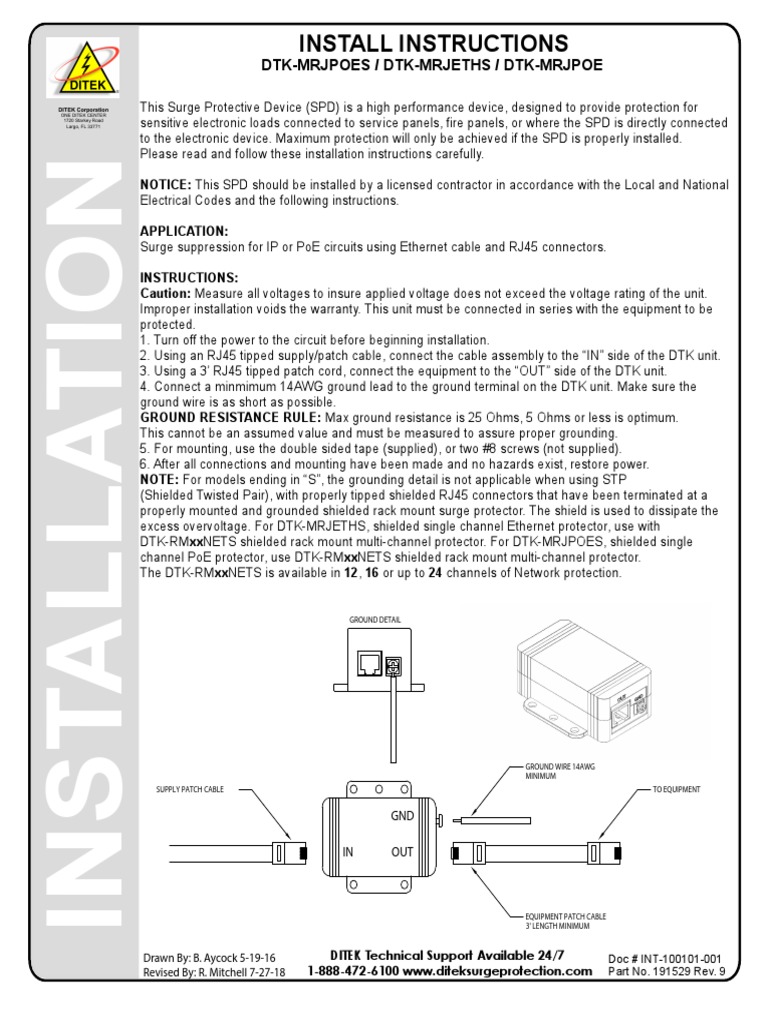 DTK-MRJPOE Installation Instructions | PDF | Electric Power | Components