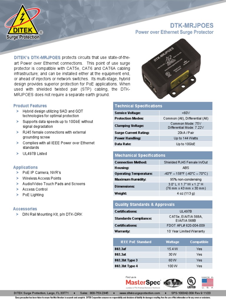 Ditek'S Dtk-Mrjpoes: Technical Specifications | PDF | Computer ...