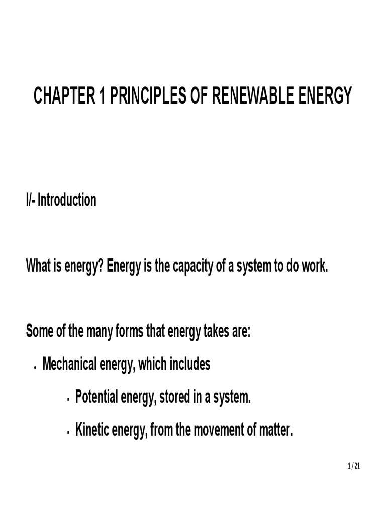 Chapter 1 Principles of Renewable Energy: I/-Introduction | PDF ...