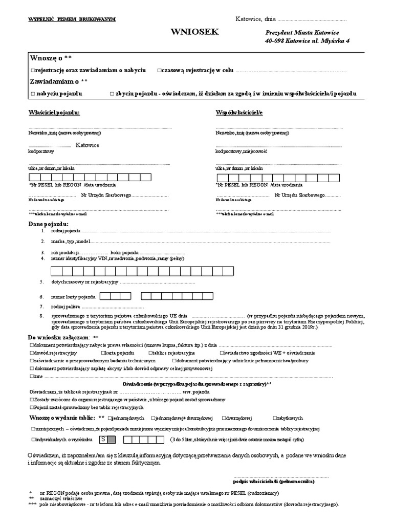 Wniosek o Rejestracje, Zbycie I Nabycie PDF | PDF