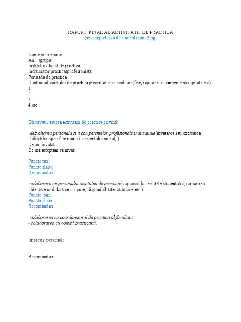 Raport Final Practica | PDF