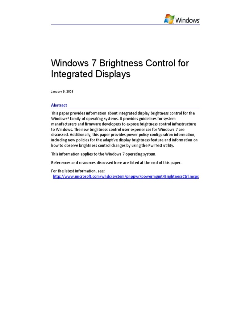 Windows 7 Brightness Control For Integrated Displays: January 9, 2009 ...