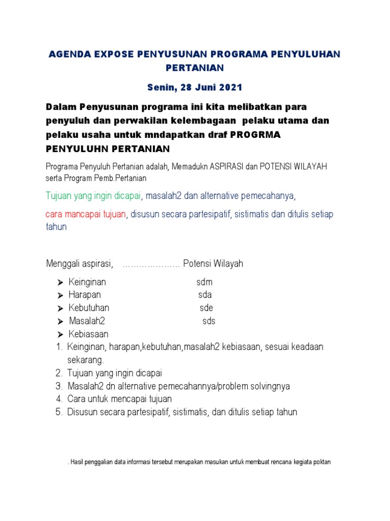 Agenda Expose Penyusunan Programa Penyuluhan Pertanian | PDF | Teknologi & Rekayasa