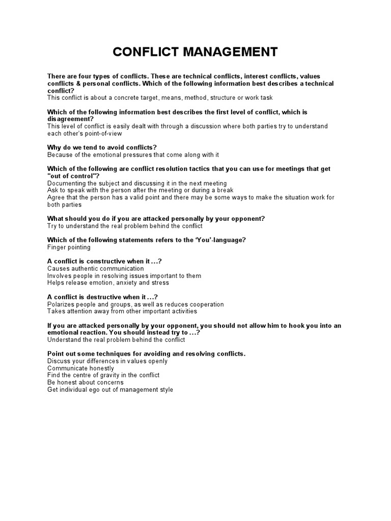 CD # 0250 Conflict Management | PDF