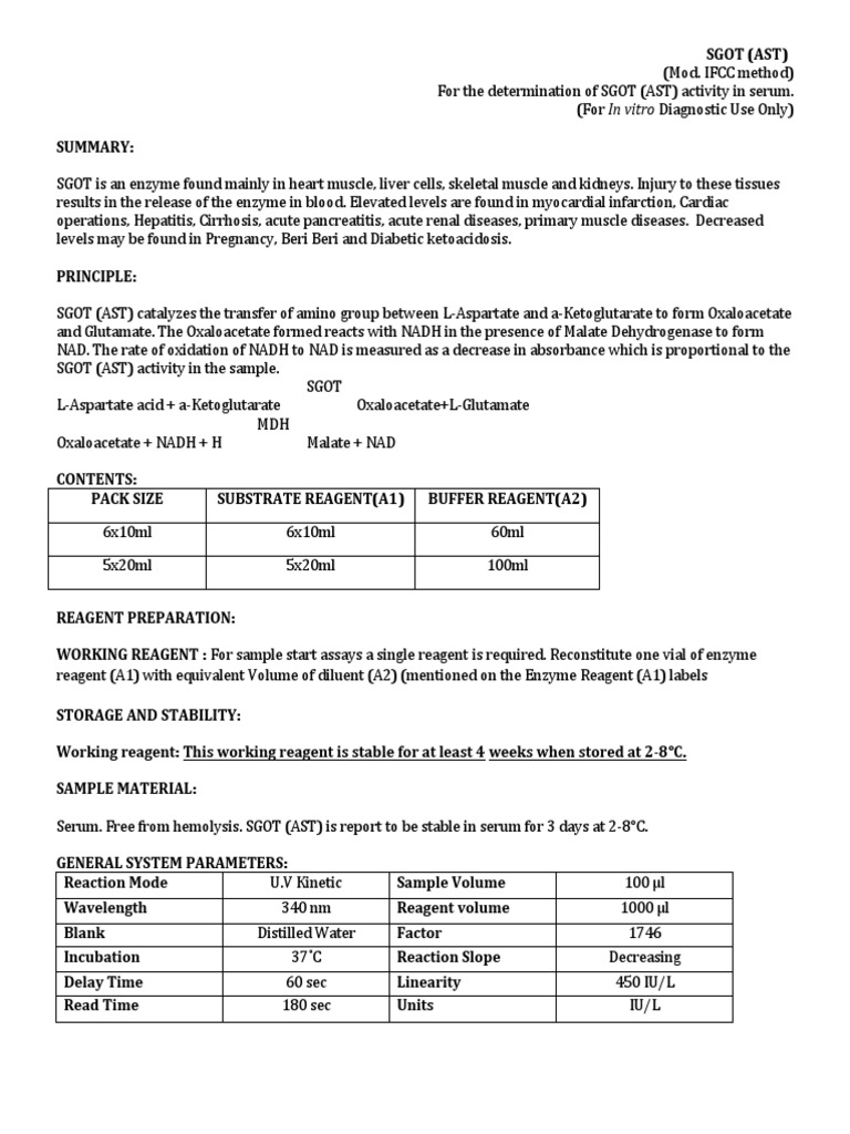 SGOT | PDF | Medical Specialties | Chemistry