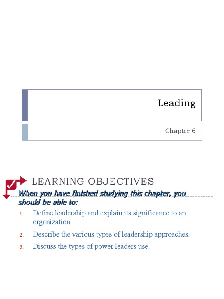 Chapter 6 Leading | PDF | Leadership | Power (Social And Political)