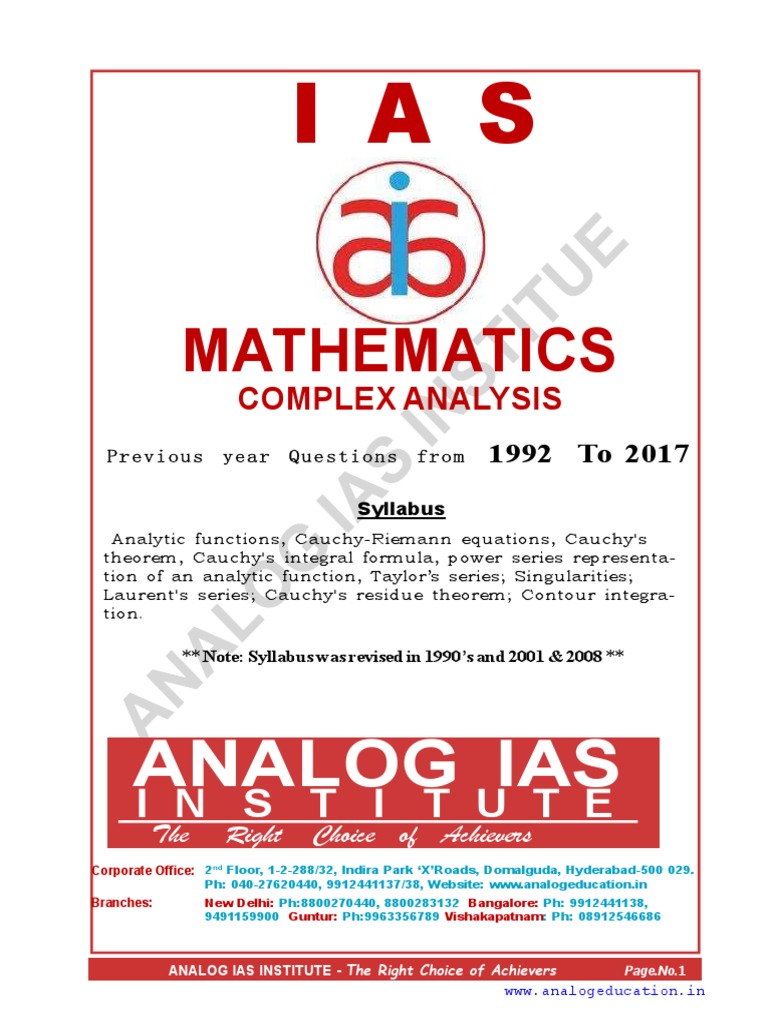 IAS Complex Analysis Guide | PDF | Complex Analysis | Power Series