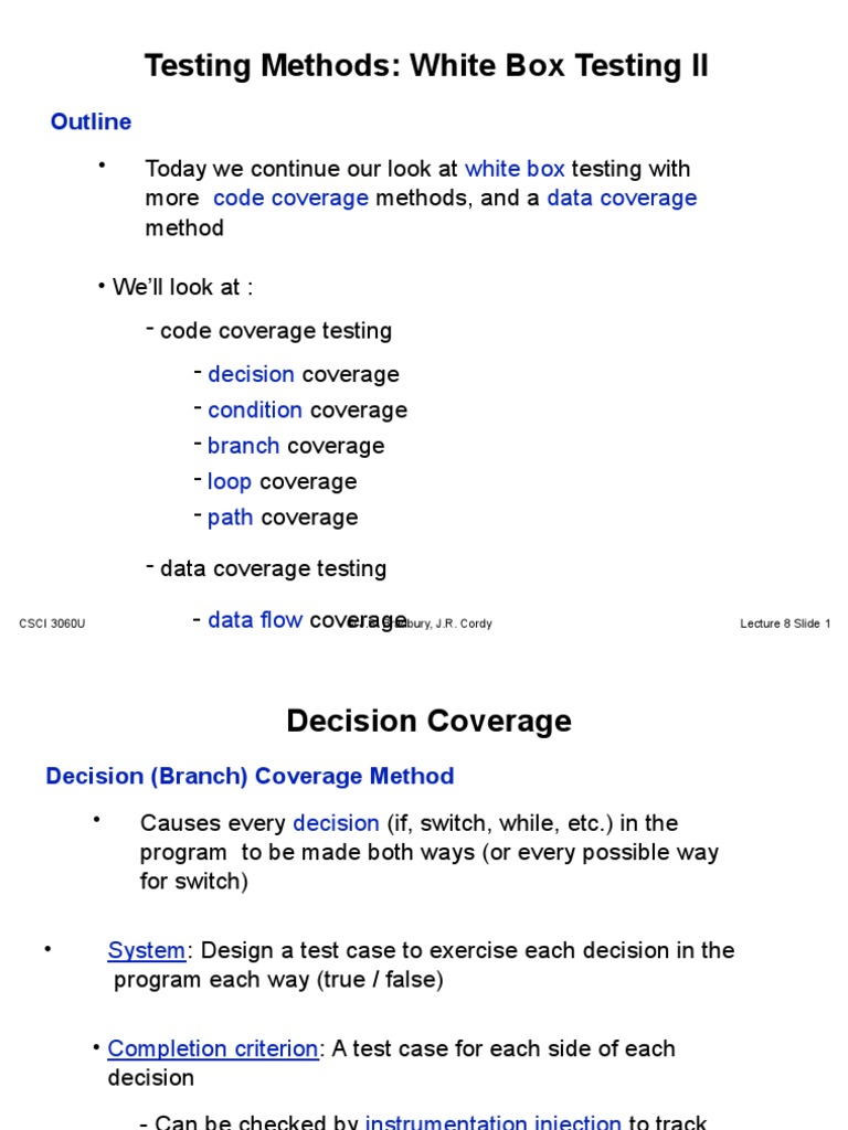 Testing Methods: White Box Testing II | PDF | Control Flow | Systems ...