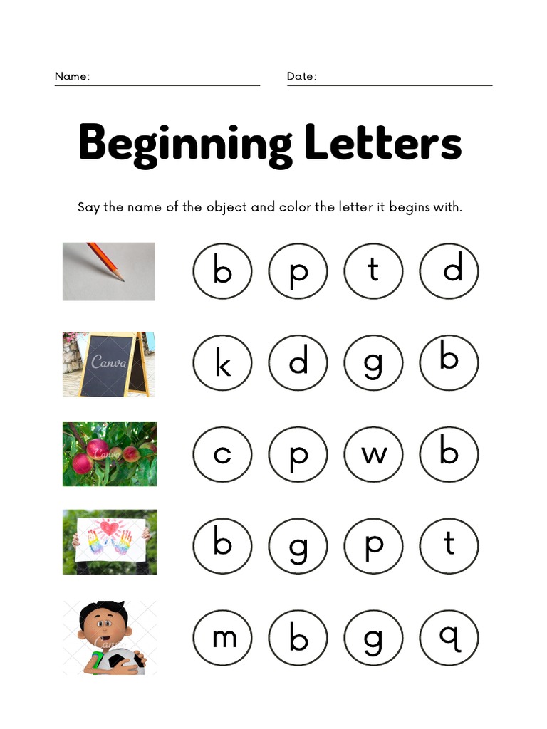 B P Beginning Letters Foundational Worksheet | PDF